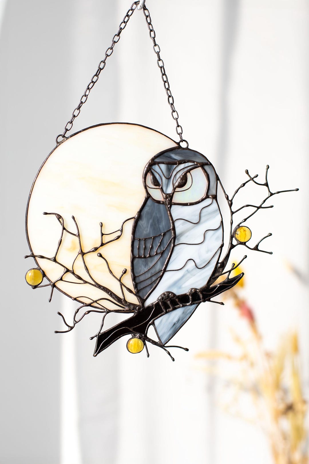 Suncatcher Owl Stained Glass Owls Sun Catcher Bird Art Sun Catchers ...