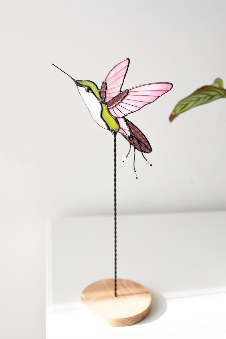 Plant Stake Hummingbird Stained Glass Hummingbird Plant Stakes Garden ...