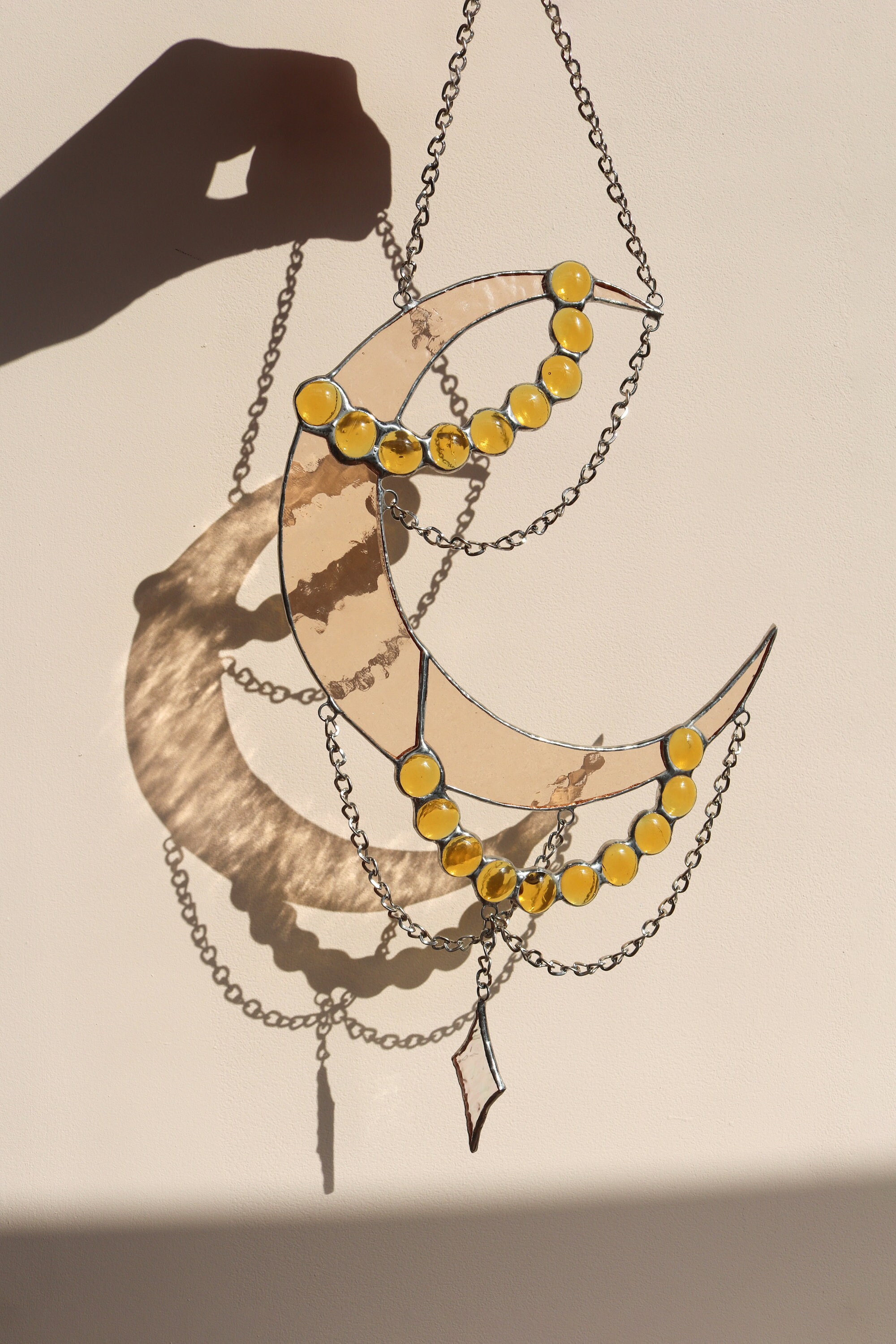 Suncatcher Moon With Star Stained Glass Wall Decor for Home - Etsy