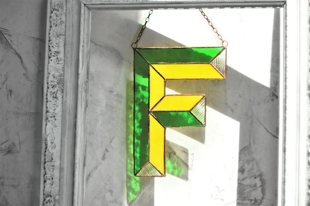 Stained Glass Letters Custom Green and Yellow Letters Author's Design ...