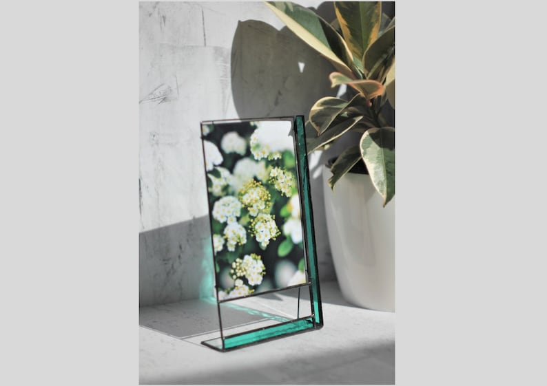 Photo Frame Stained Glass Green Transparent Glass Minimalism - Etsy