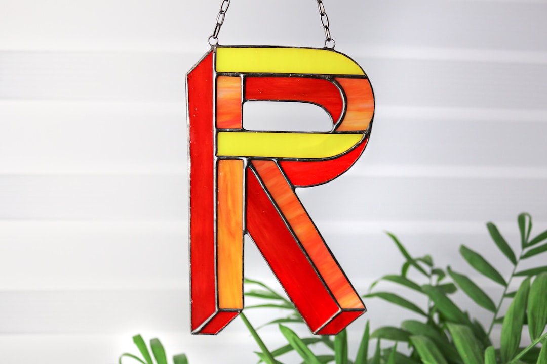 Stained Glass Letters for Home and Holiday Decor in Warm Red Yellow ...