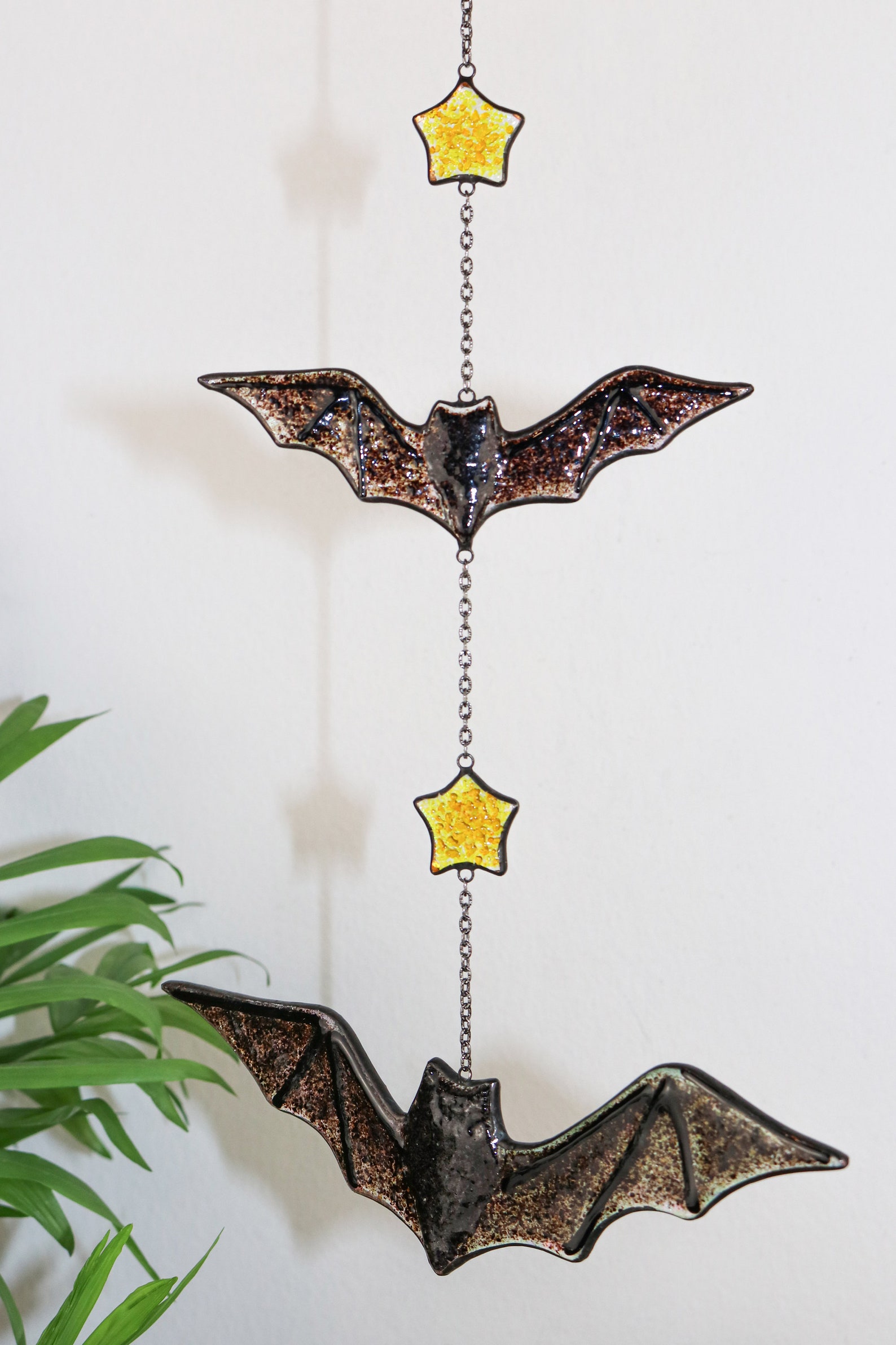 Suncatcher Bats With Stars Stained Glass Bats Suncatcher Bats | Etsy