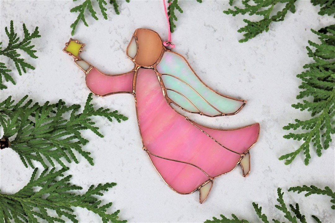 Stained Glass Angel With the First Christmas Star Suncatcher Christmas ...