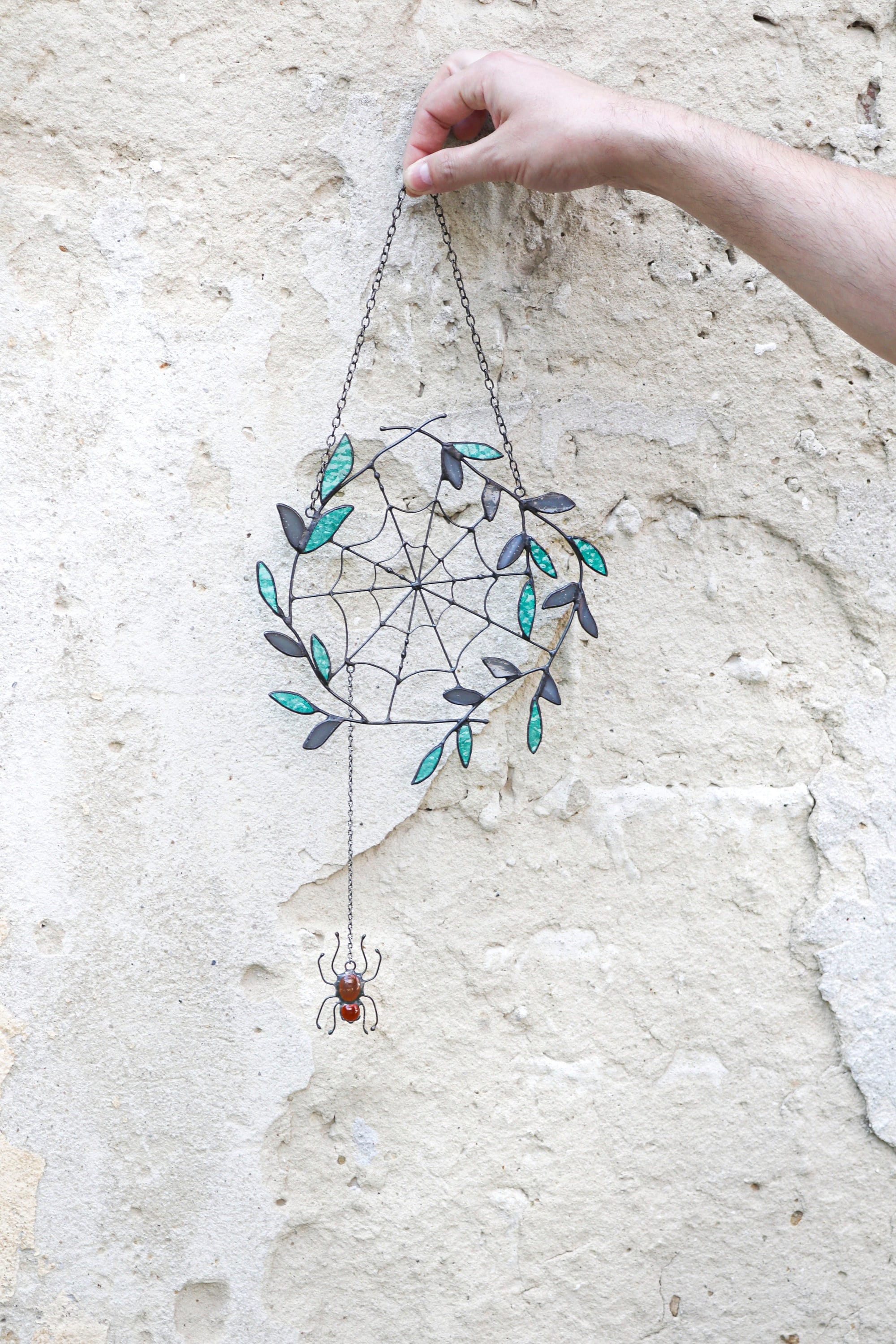 Branches With Leaves and Cobwebs Decor Gothic Dreamcatcher Stained ...