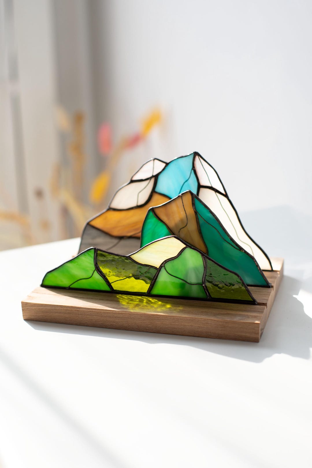 Mountains - Stained Glass - Green - Blue Ridge Mountains - Handmade ...
