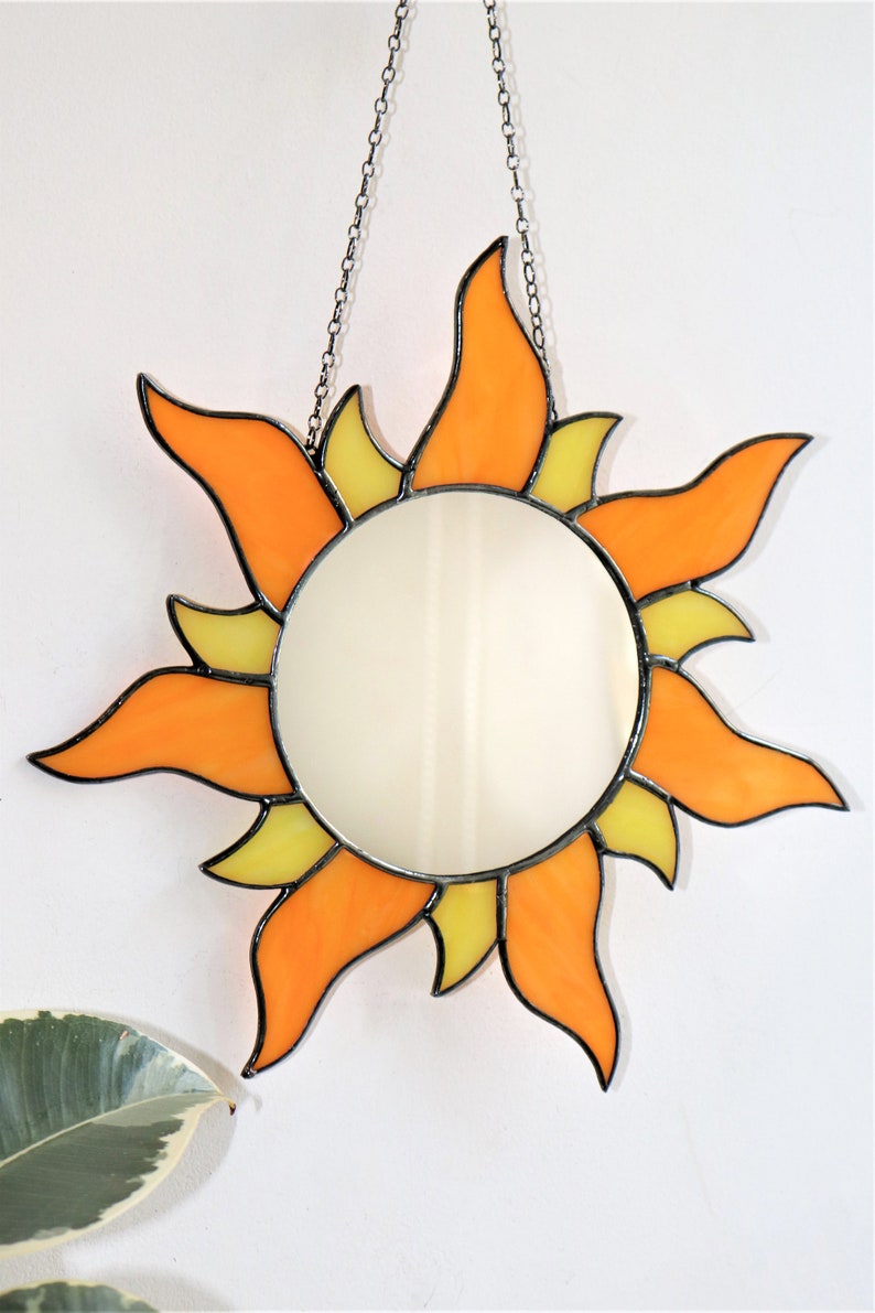 Stained Glass Crescent Moon Mirror Room Decor Author's - Etsy