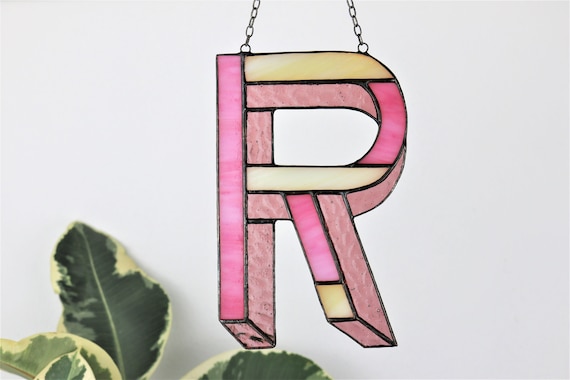 Stained Glass Letters for Home and Holiday Decor in Warm Pink | Etsy