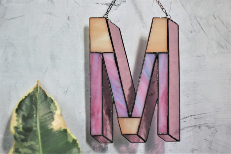 Stained Glass Letters for Home and Holiday Decor in Warm Pink | Etsy