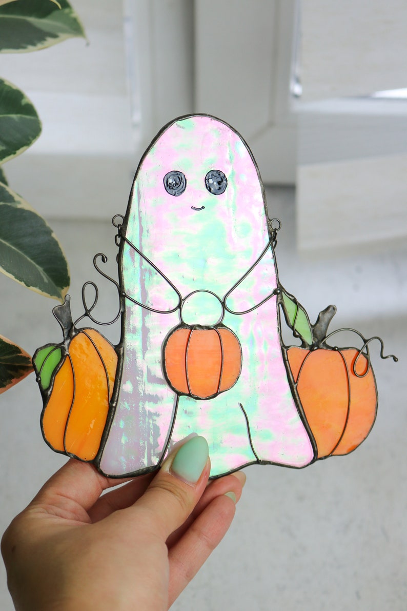 Suncatcher Ghost and Pumpkin Funny Halloween Decor Casper the - Etsy