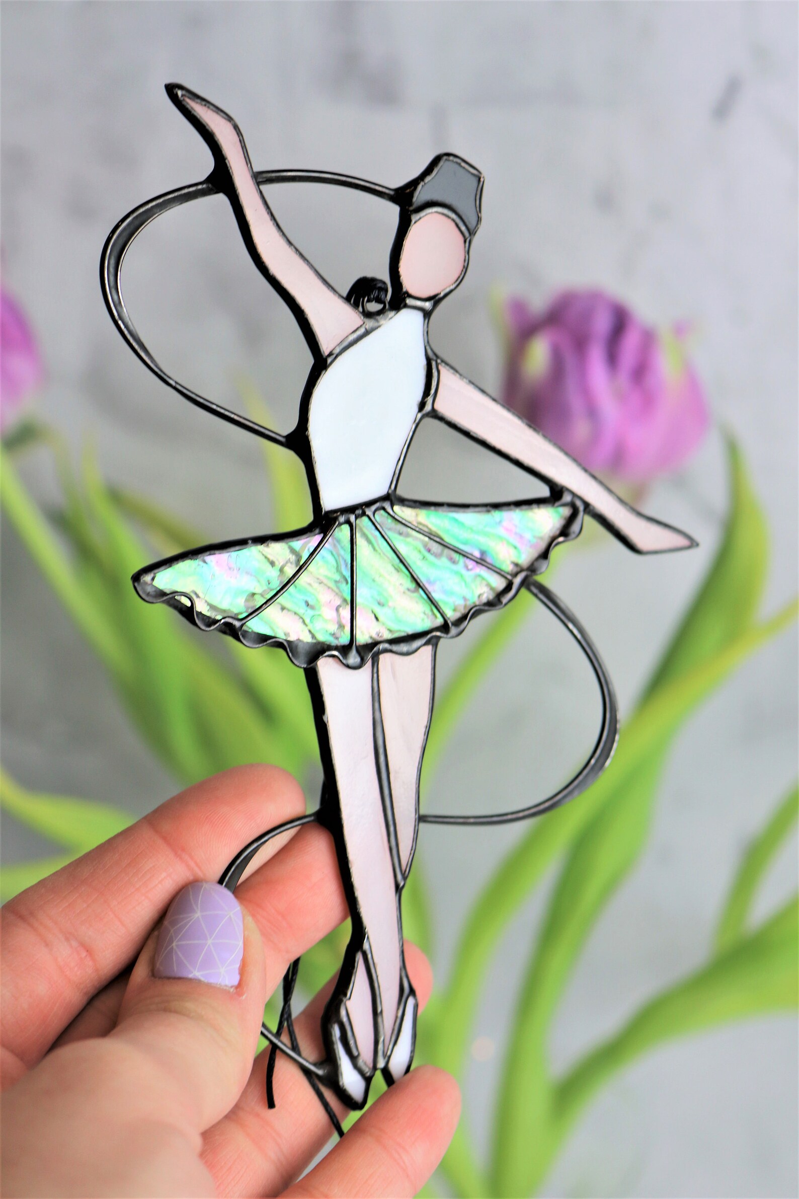 Suncatcher Ballerina Stained Glass Ballerina Decor for Girly - Etsy