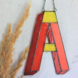 Custom Stained Glass Letters in Warm Shades Red Orange Yellow - Etsy UK