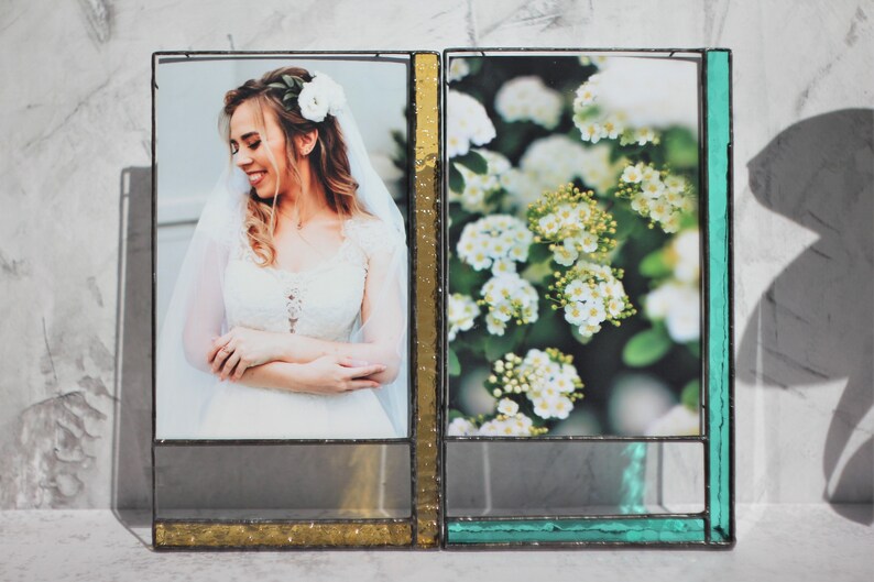 Photo Frame Stained Glass Green Transparent Glass Minimalism - Etsy
