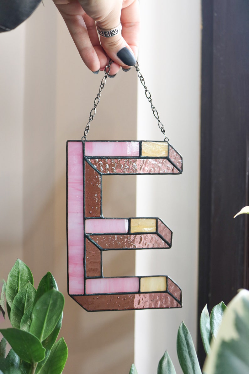 Stained Glass Letters for Home and Holiday Decor in Warm Pink - Etsy