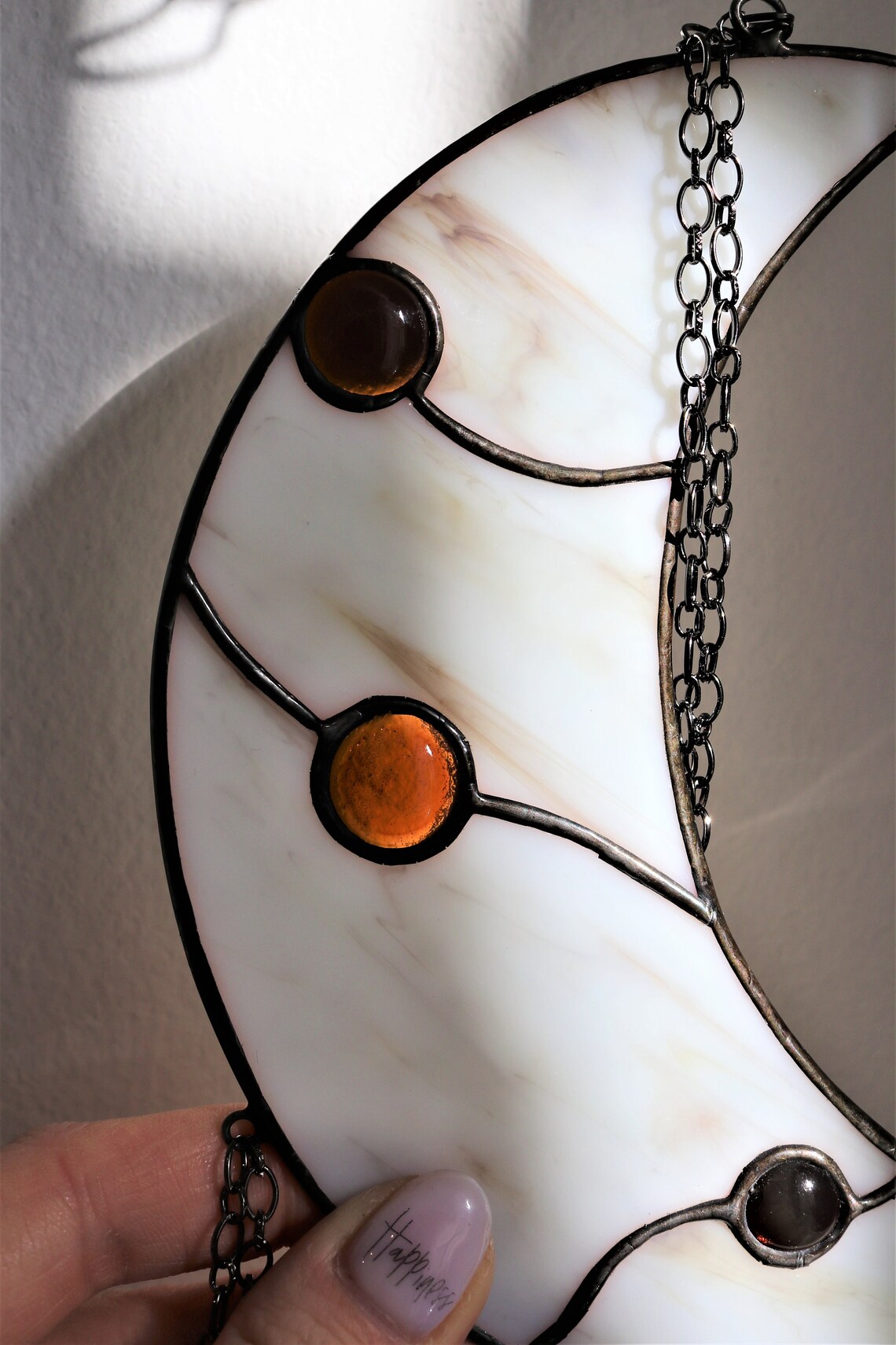 Stained Glass Moon Suncatcher With Stars Dreamcatcher Moon | Etsy