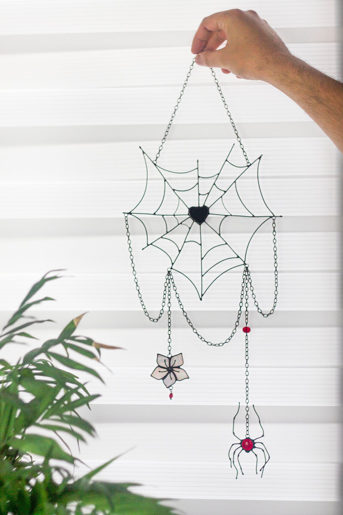 Gothic Decor Cobwebs Spider Sakura Dreamcatcher Stained Glass - Etsy