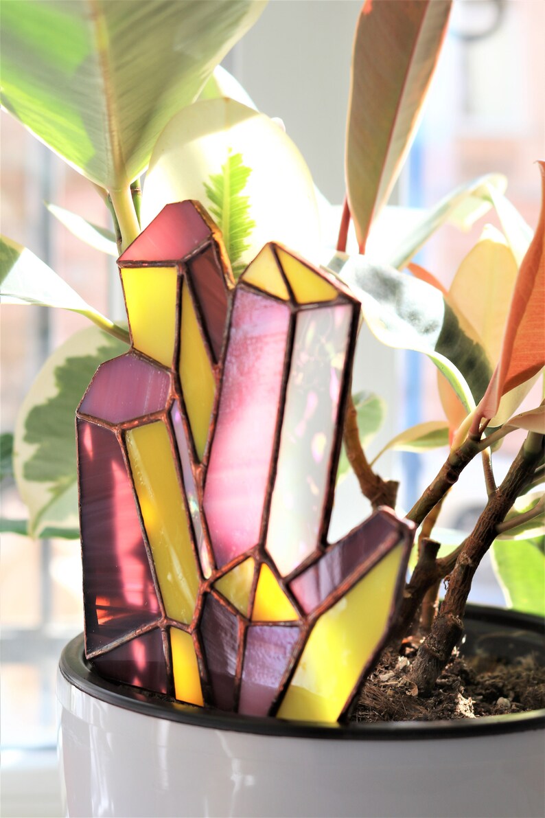 Stained Glass Crystal Decor for Garden Flowerpots Author's - Etsy