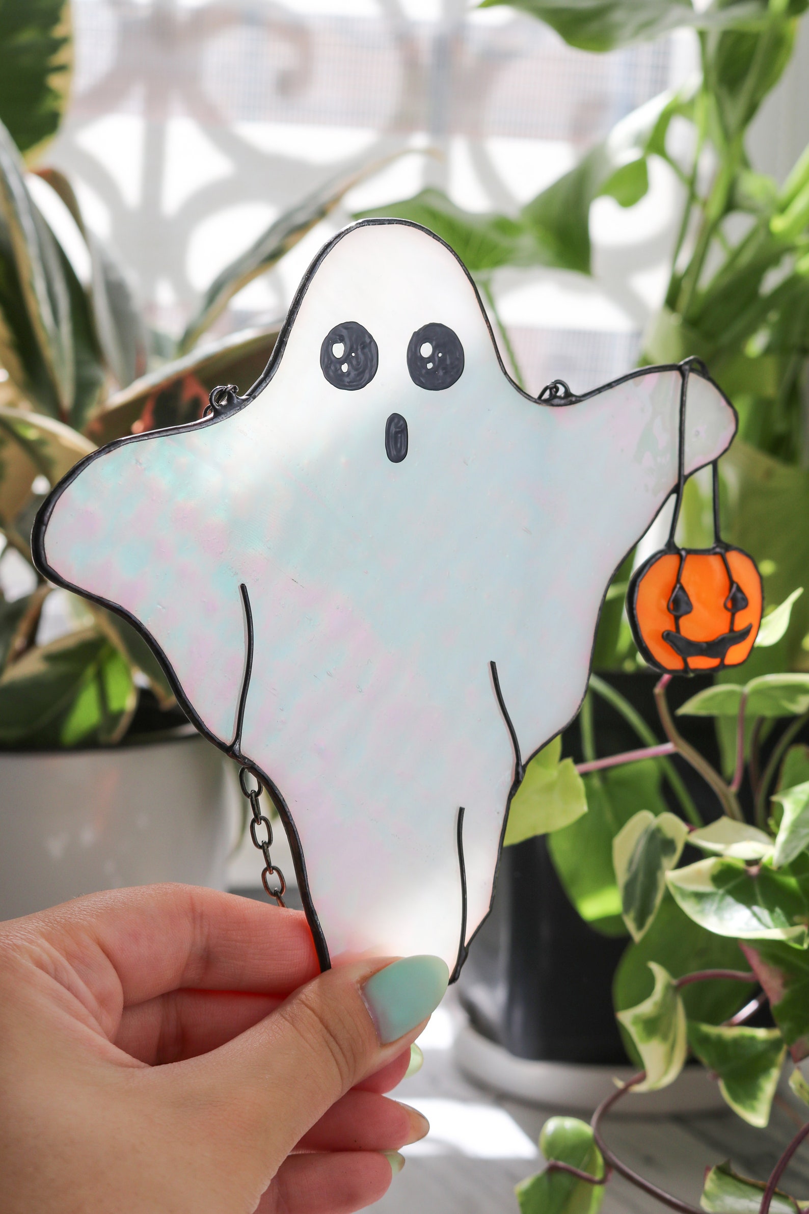 Suncatcher Ghost and Pumpkin Funny Halloween Decor Casper the - Etsy