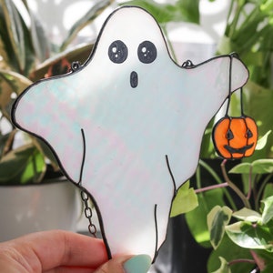 Suncatcher Ghost and Pumpkin Funny Halloween Decor Casper the Friendly ...