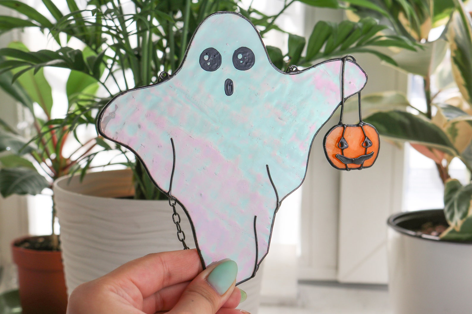 Funny halloween decor Suncatcher ghost Casper the friendly | Etsy