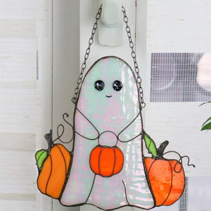 Suncatcher Ghost and Pumpkin Funny Halloween Decor Casper the Friendly ...