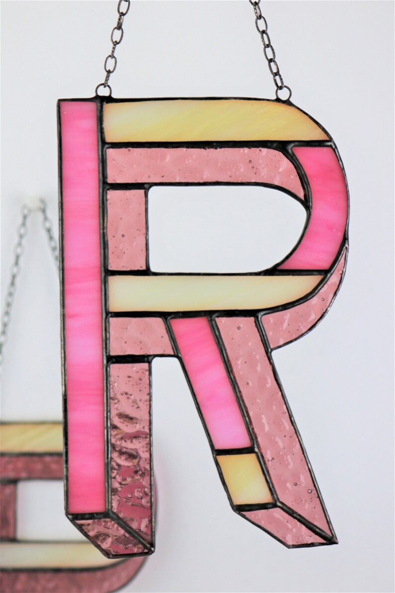 Stained Glass Letters for Home and Holiday Decor in Warm Pink | Etsy
