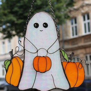 Suncatcher Ghost and Pumpkin Funny Halloween Decor Casper the Friendly ...