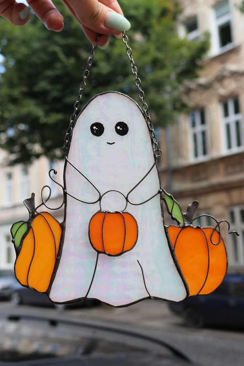 Suncatcher Ghost and Pumpkin Funny Halloween Decor Casper the - Etsy