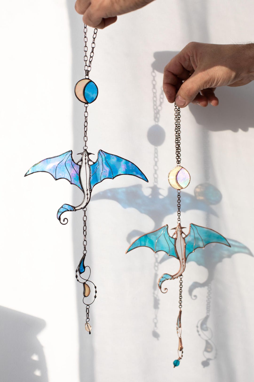 Suncatcher Elemental Dragons Handmade Stained Glass Art Fantasy Dragon ...