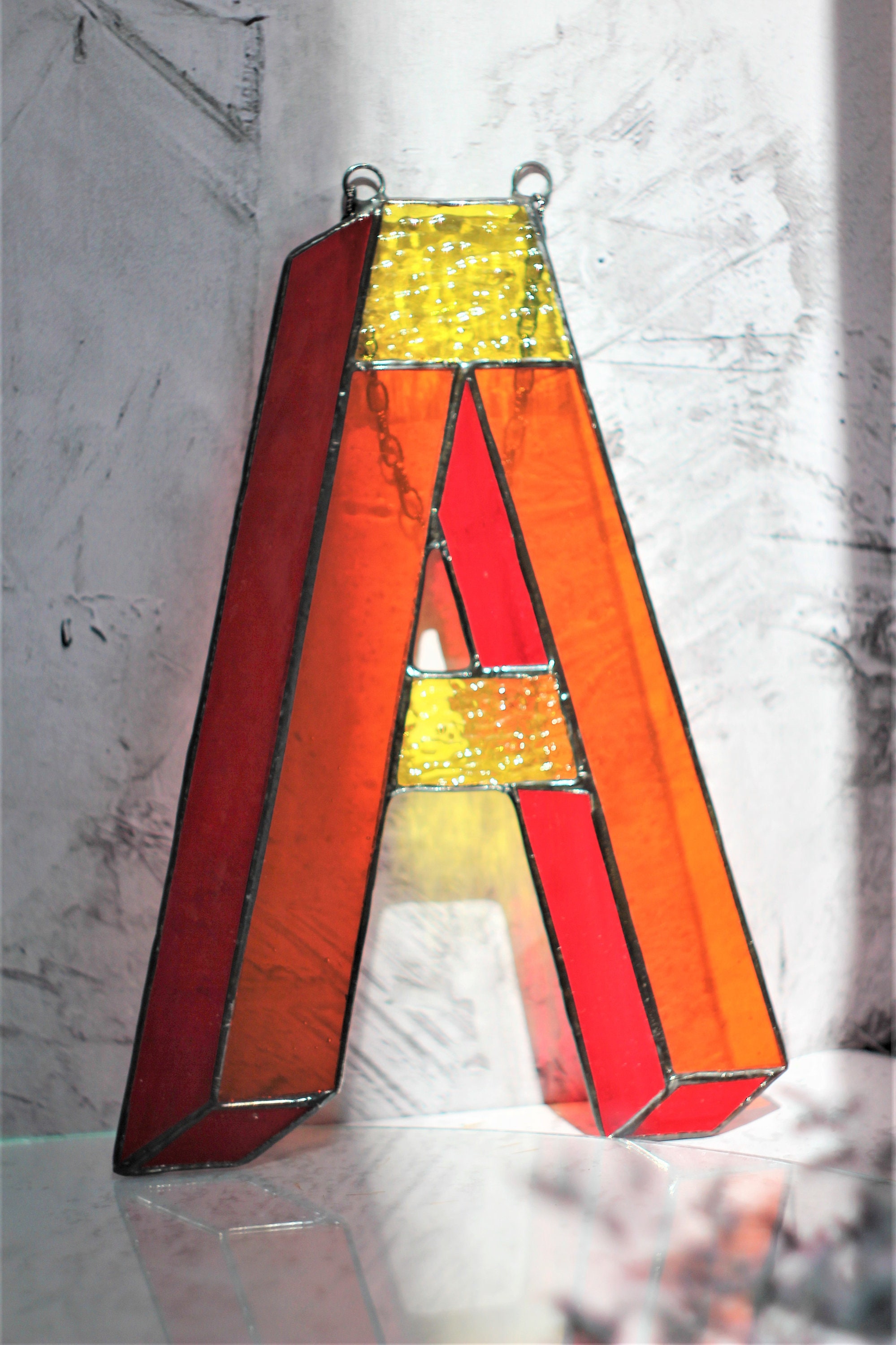 Custom Stained Glass Letters in Warm Shades Red Orange Yellow - Etsy UK