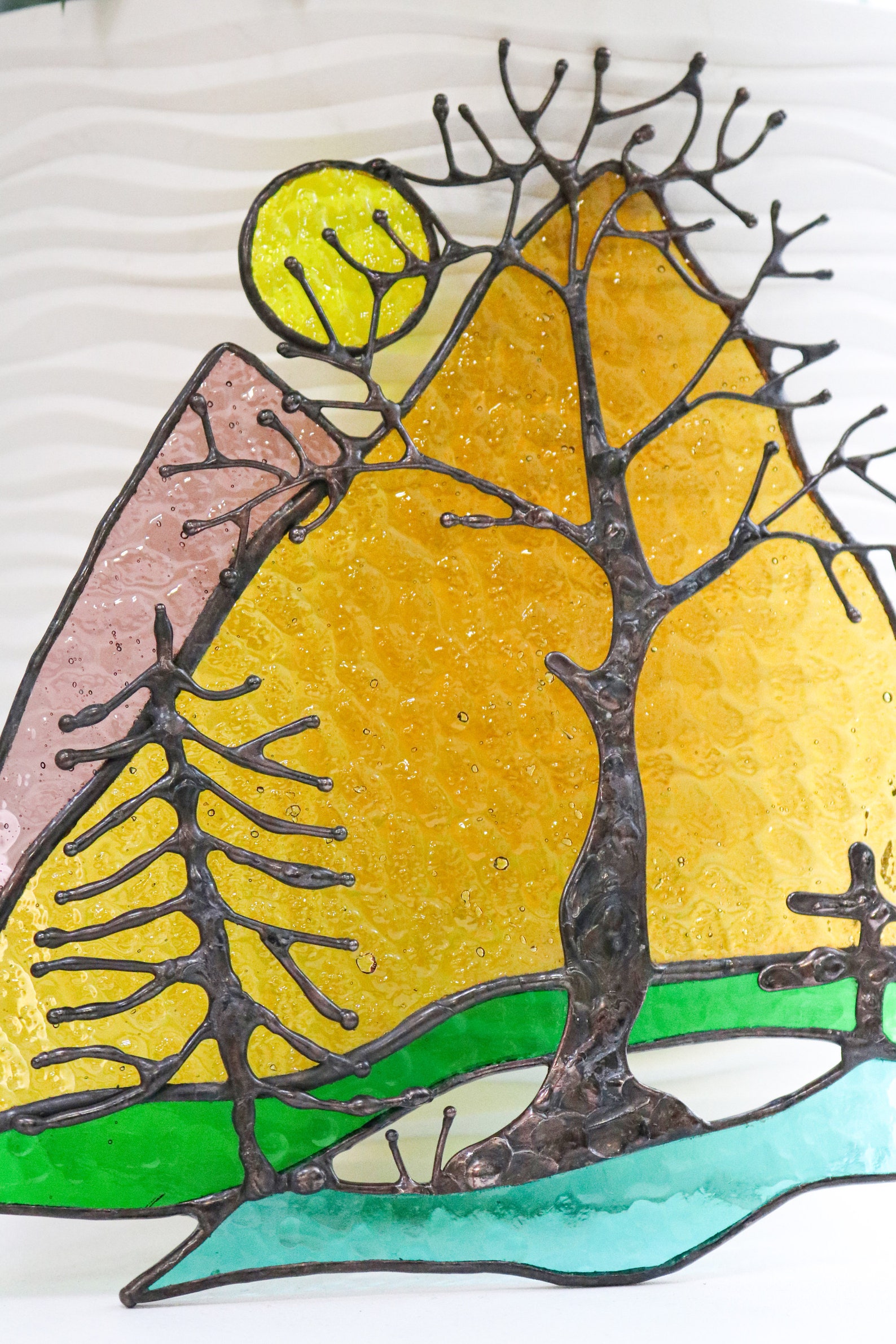 Stained Glass Scenery Mountains With Moon and Forest - Etsy