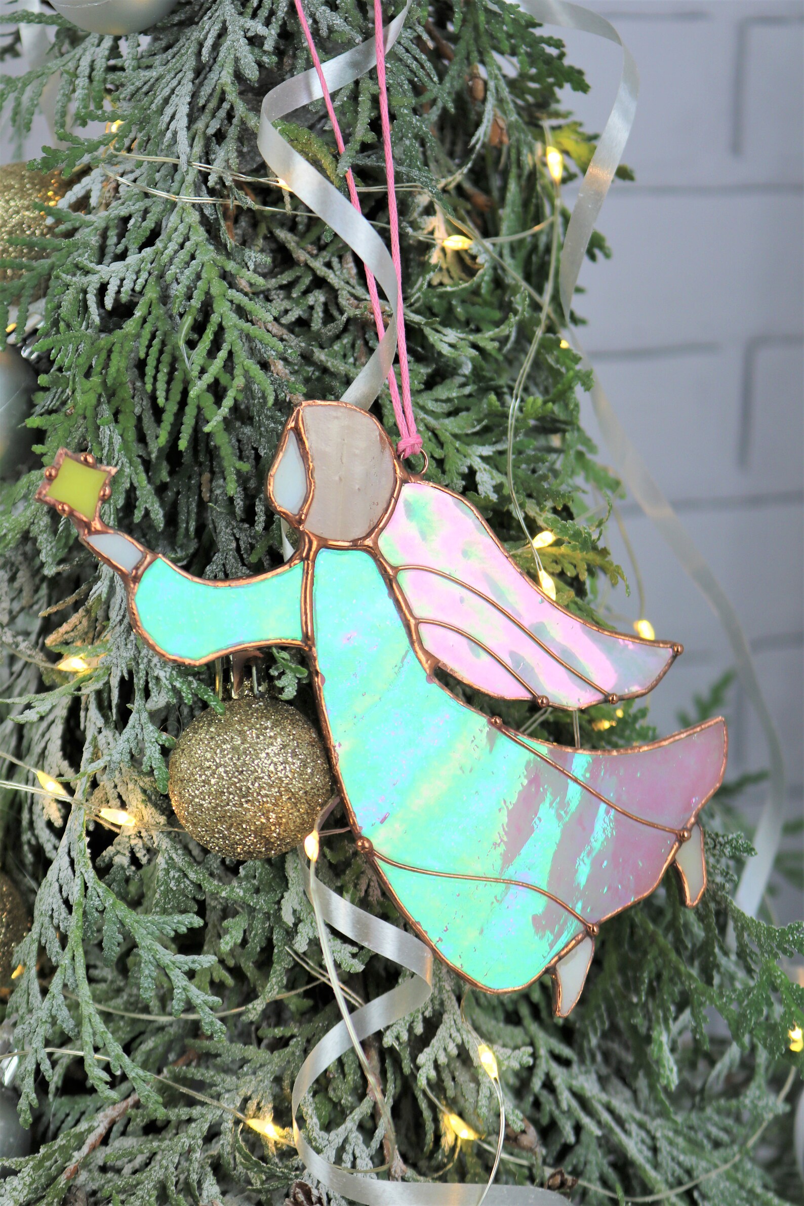 Stained Glass Angel With the First Christmas Star Suncatcher - Etsy