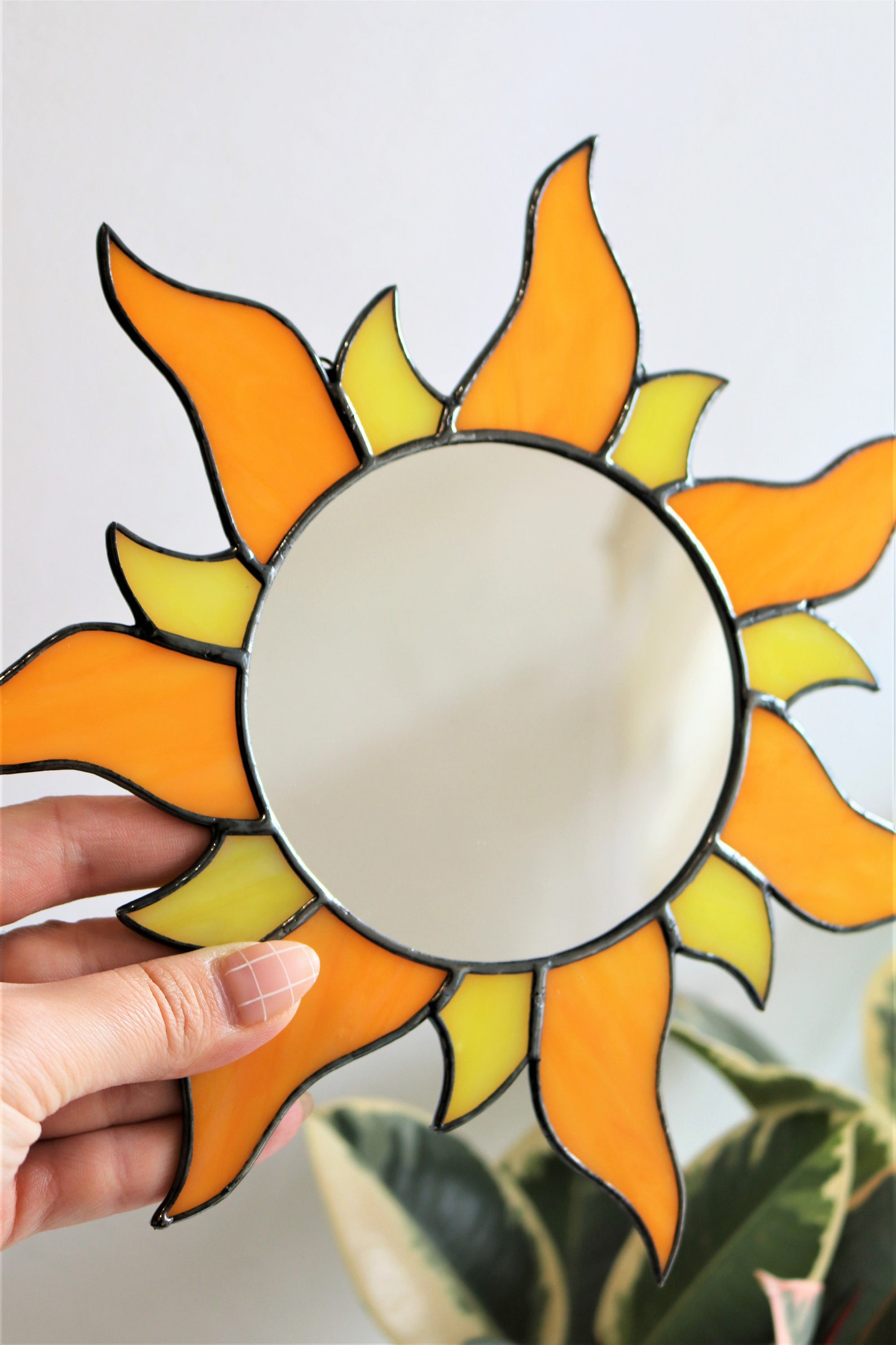 Stained Glass Sun Mirror Room Decor Author's Handmade Home - Etsy
