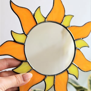 Stained Glass Sun Mirror Room Decor Author's Handmade Home Decor Mirror ...