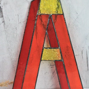 Custom stained glass letters In warm shades red orange yellow | Etsy