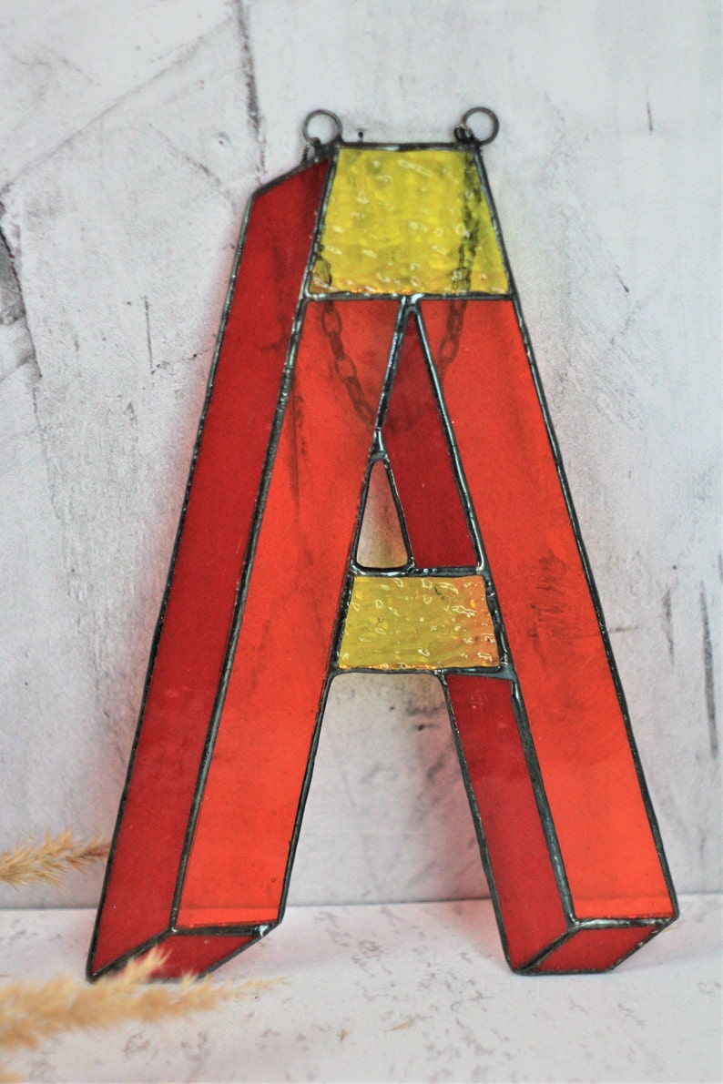 Custom Stained Glass Letters in Warm Shades Red Orange Yellow - Etsy UK