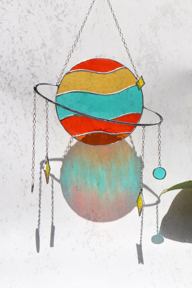 Suncatcher Saturn With Stars and Satellites Suncatcher Planet ...