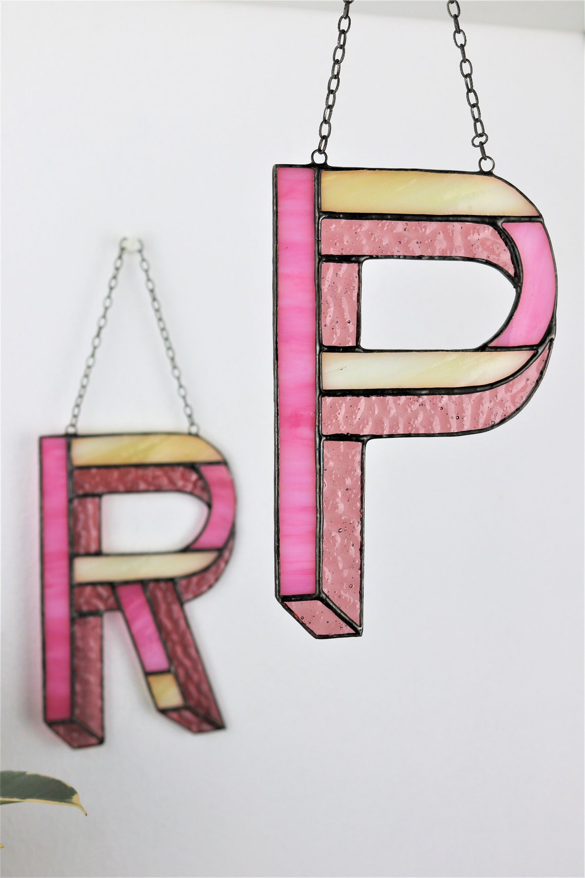 Stained Glass Letters for Home and Holiday Decor in Warm Pink | Etsy