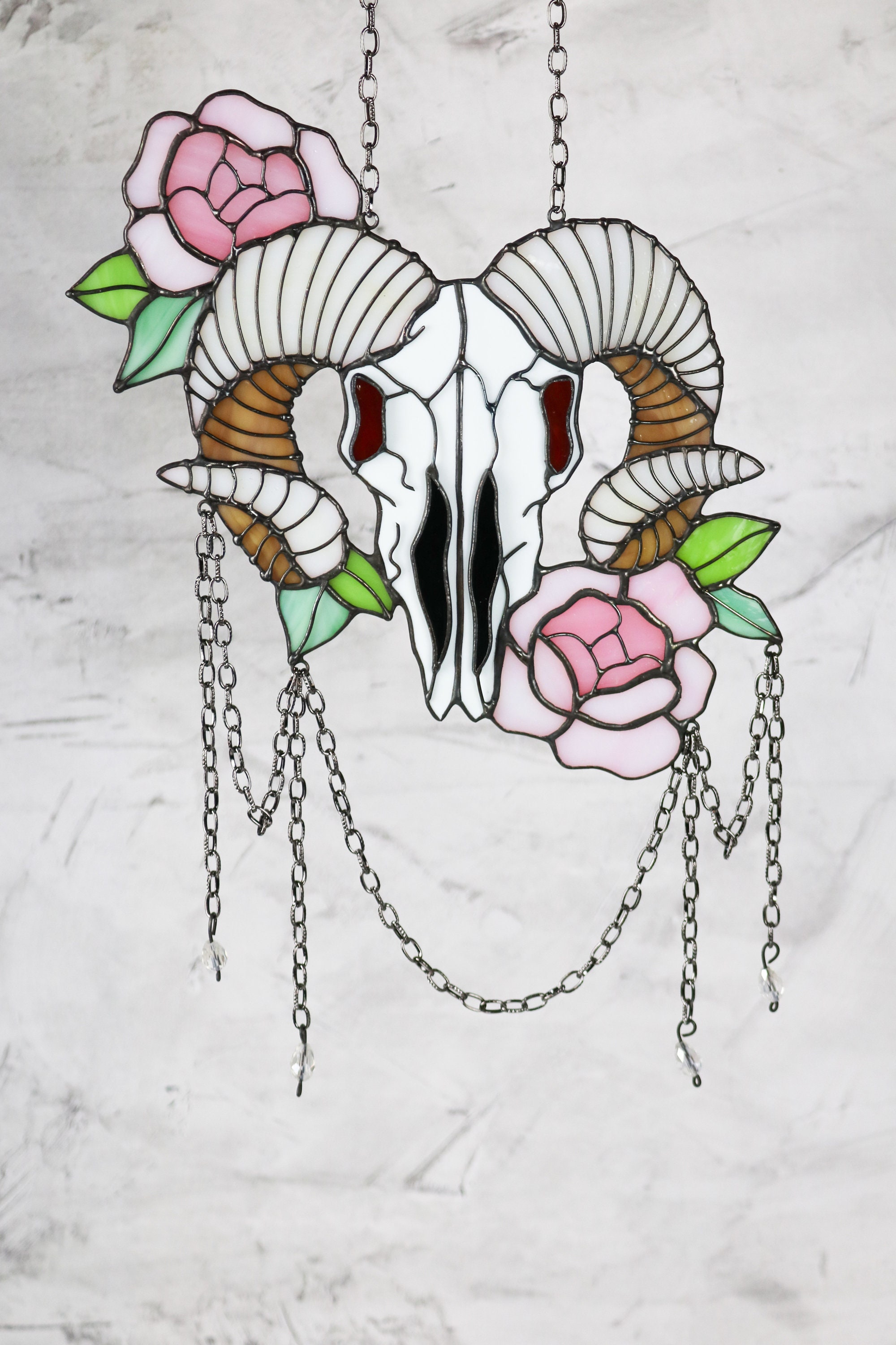 Suncatcher Skull Ram With Peony Dreamcatcher Aries Decor - Etsy