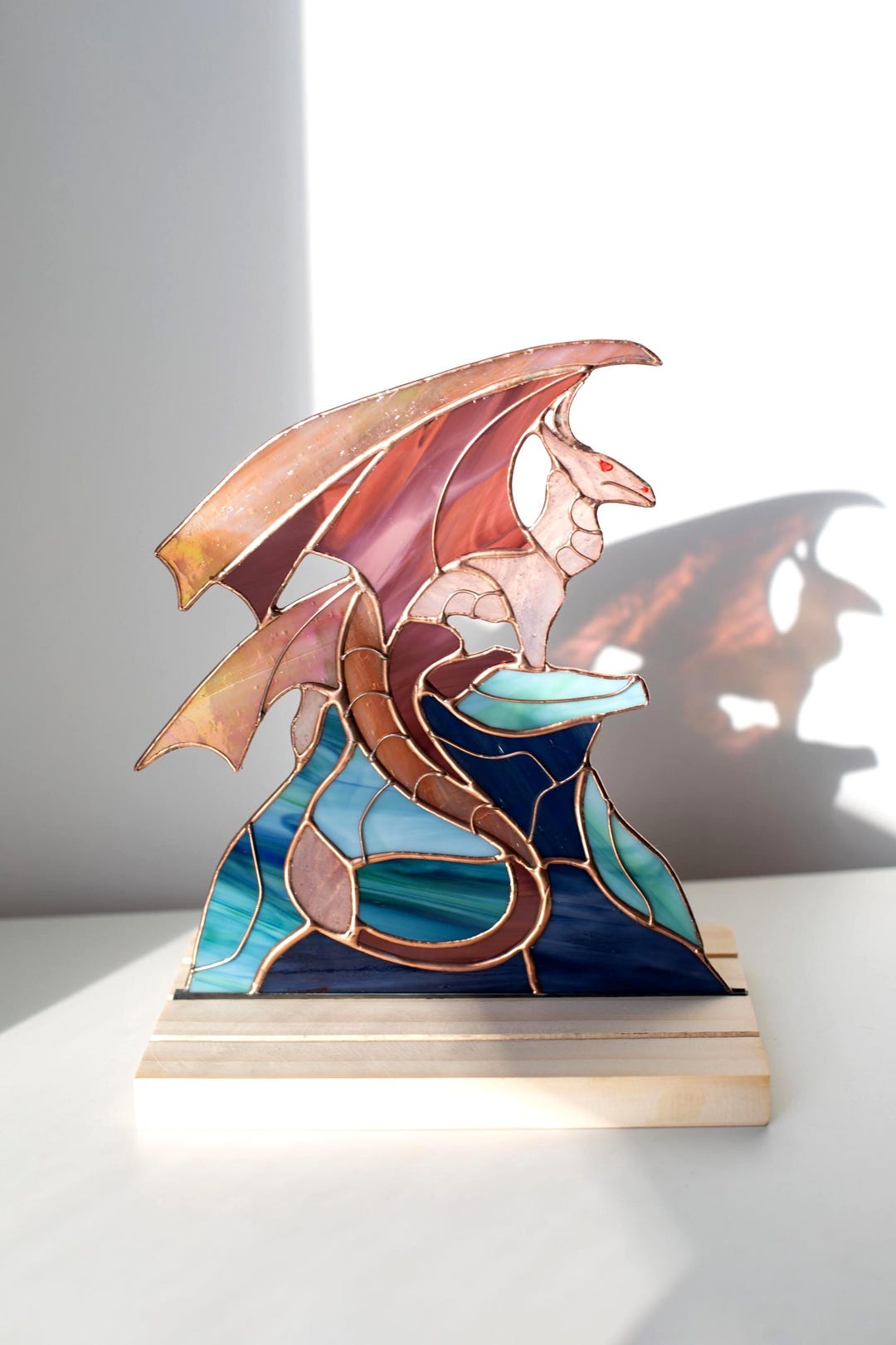 Stained Glass Dragons Handmade Decor Dragon Gifts Stained Glass Art ...