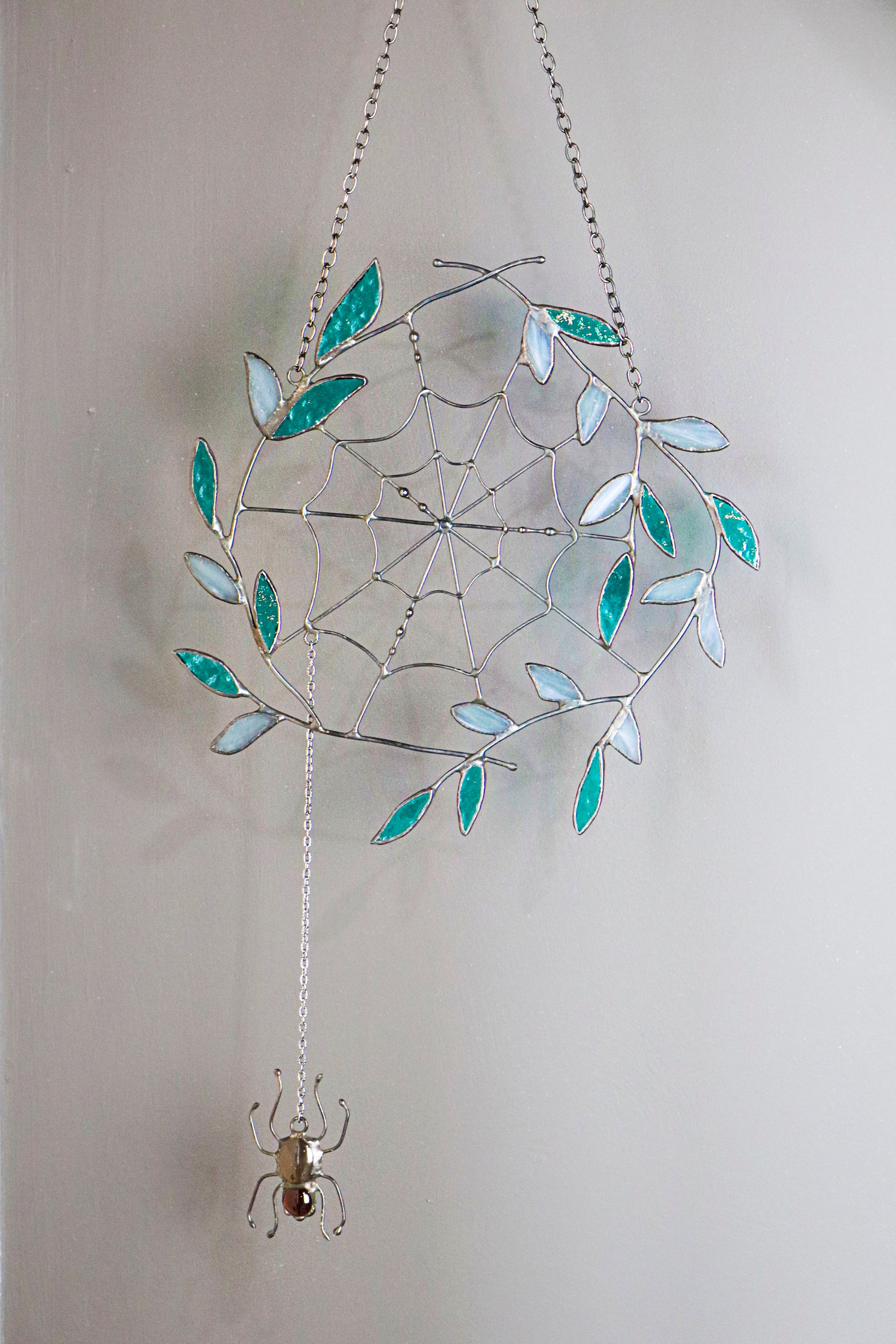 Branches With Leaves and Cobwebs Decor Gothic Dreamcatcher Stained ...