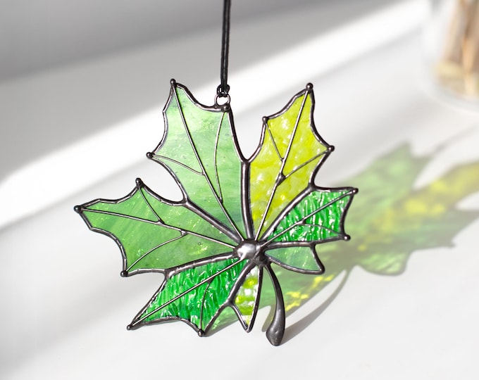 Shades of Yellow Stained Glass Maple Leaf - Etsy