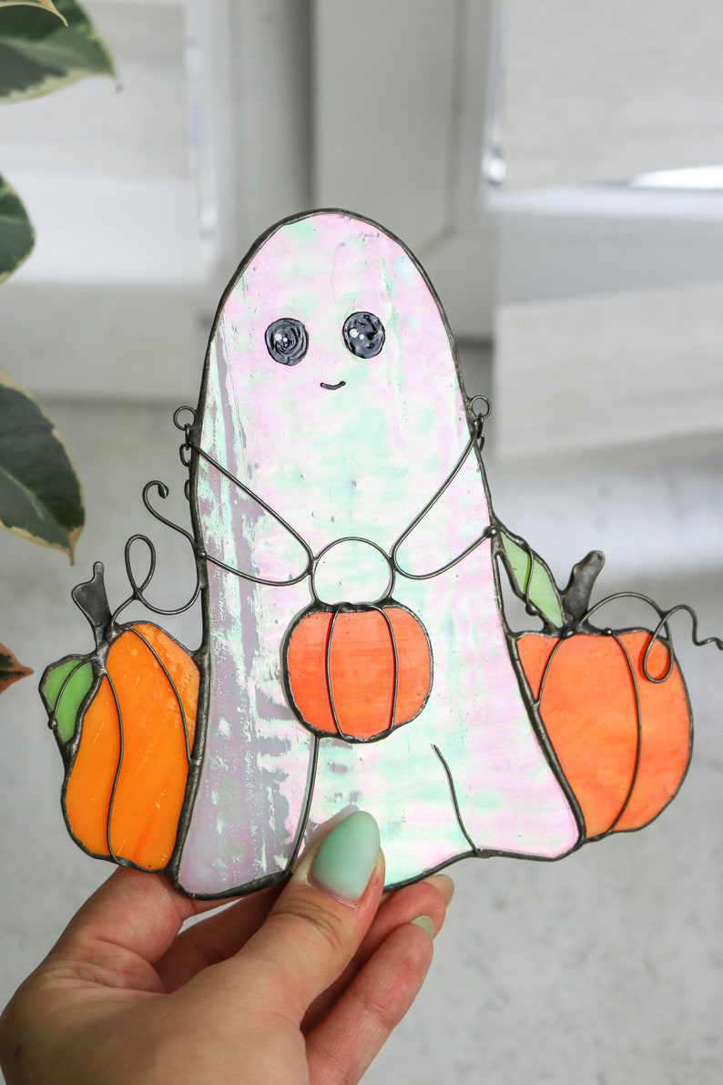Suncatcher Ghost and Pumpkin Funny Halloween Decor Casper the - Etsy