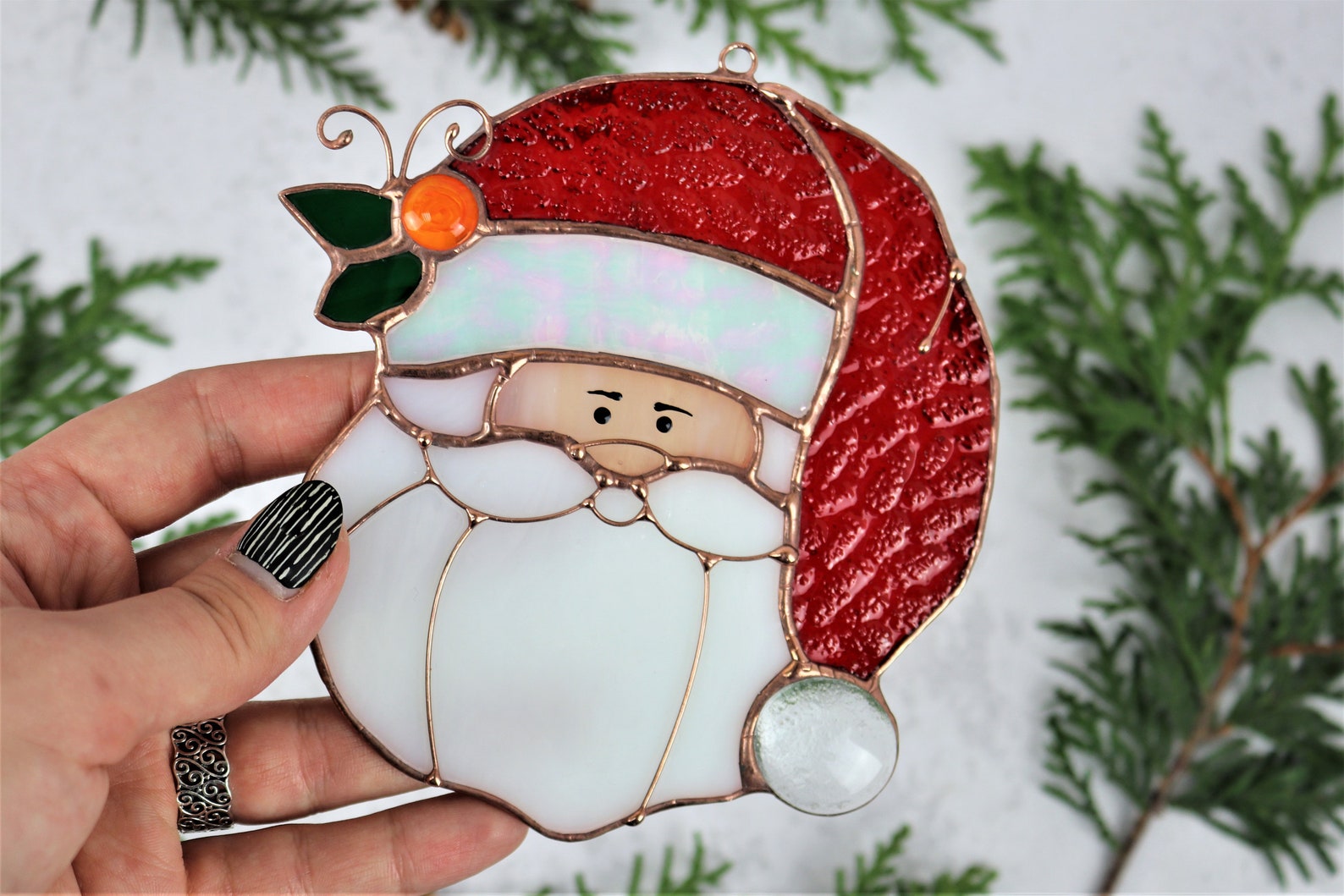 Santa Claus Stained Glass Suncatchers Home Decor Christmas Tree Decor ...