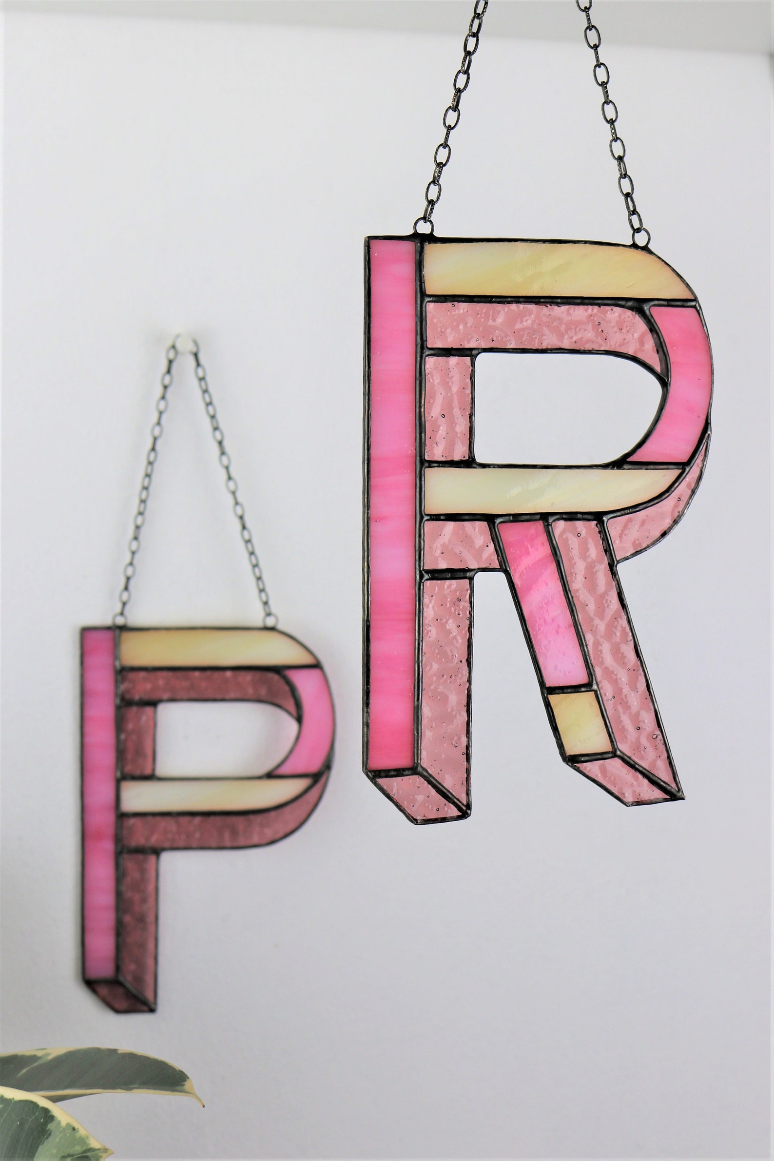 Stained Glass Letters for Home and Holiday Decor in Warm Pink | Etsy