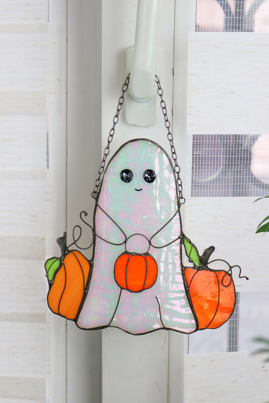 Suncatcher Ghost and Pumpkin Funny Halloween Decor Casper the Friendly ...