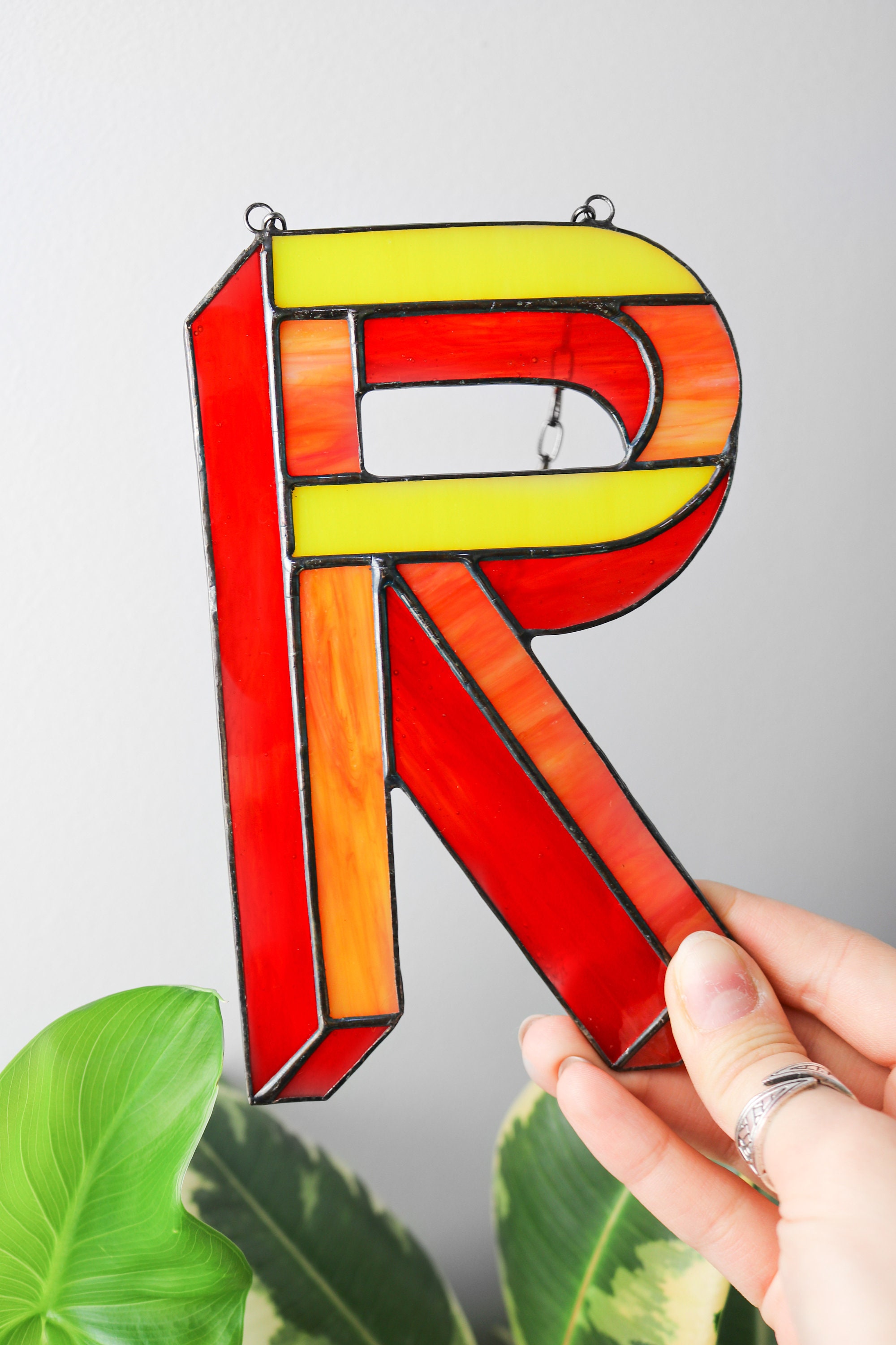 Custom Stained Glass Letters in Warm Shades Red Orange Yellow - Etsy UK