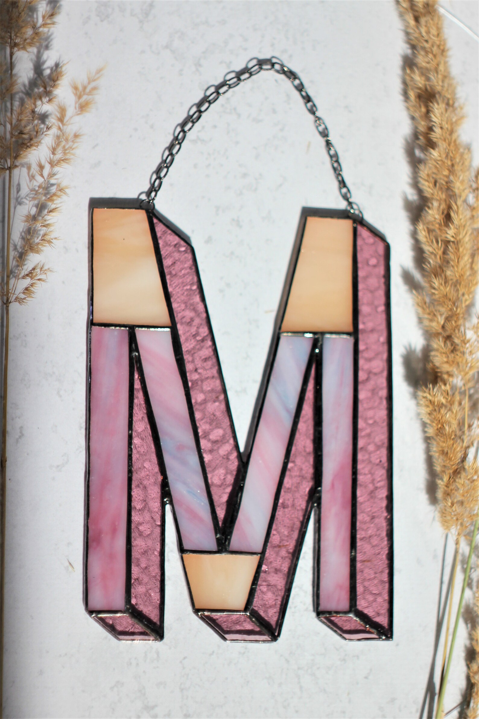 Stained Glass Letters for Home and Holiday Decor in Warm Pink Purple ...