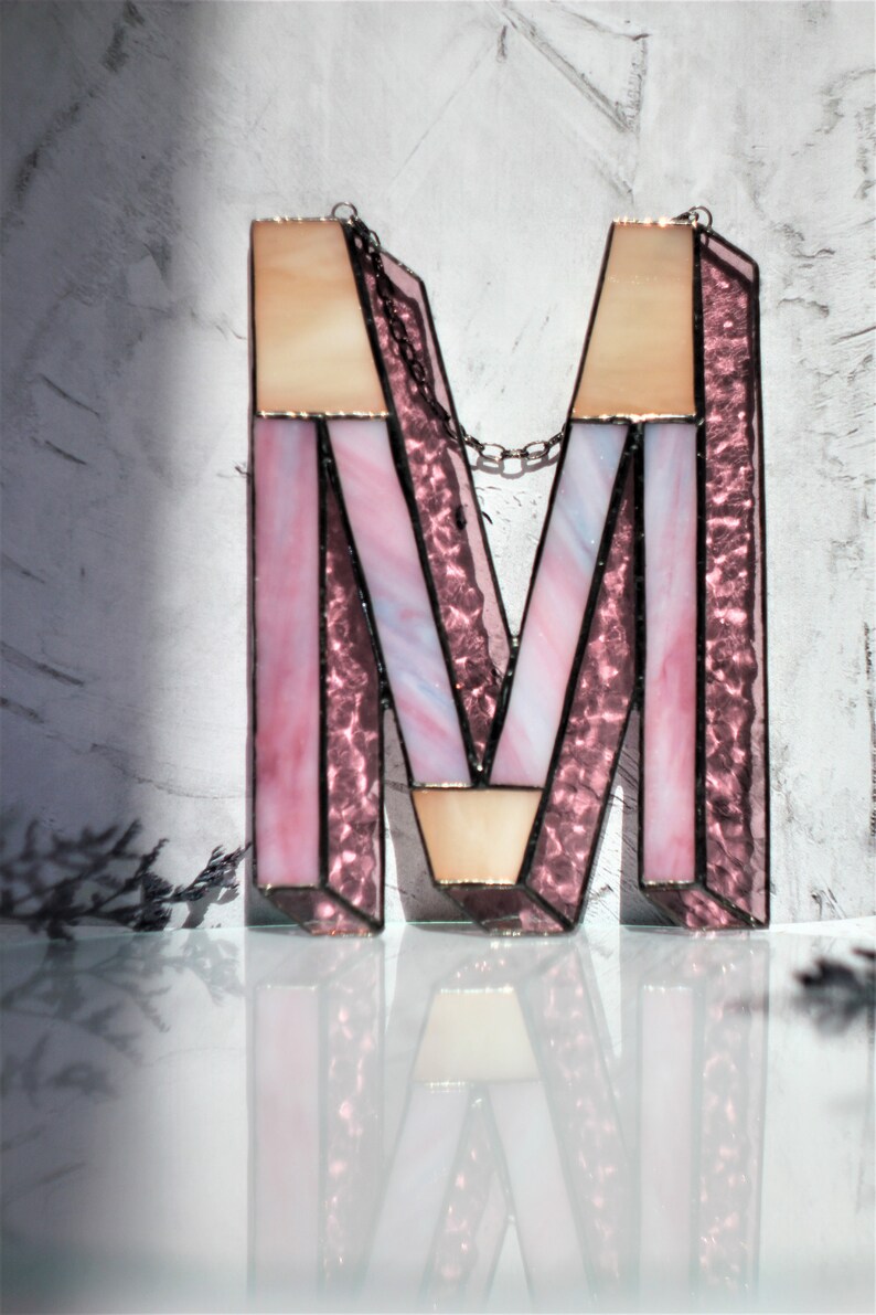 Stained Glass Letters for Home and Holiday Decor in Warm Pink Purple ...
