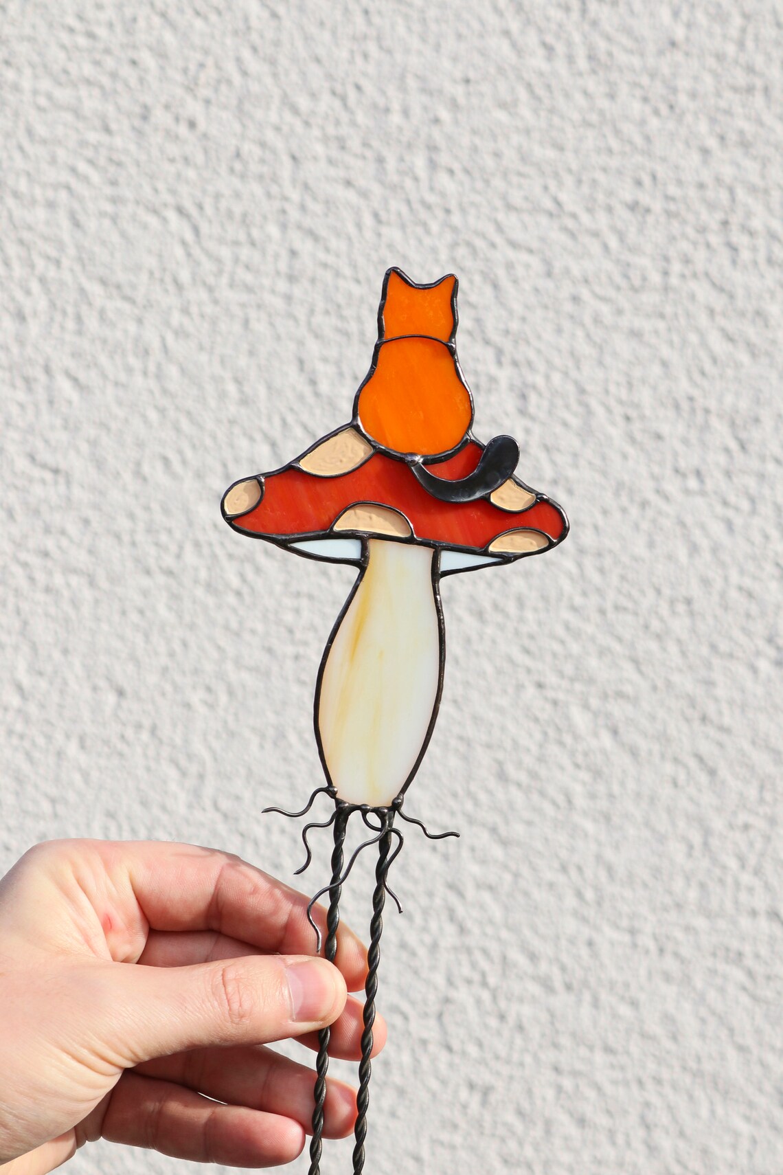 Plant Stike Mushroom and Cat Stained Glass Cat Fly Agaric - Etsy